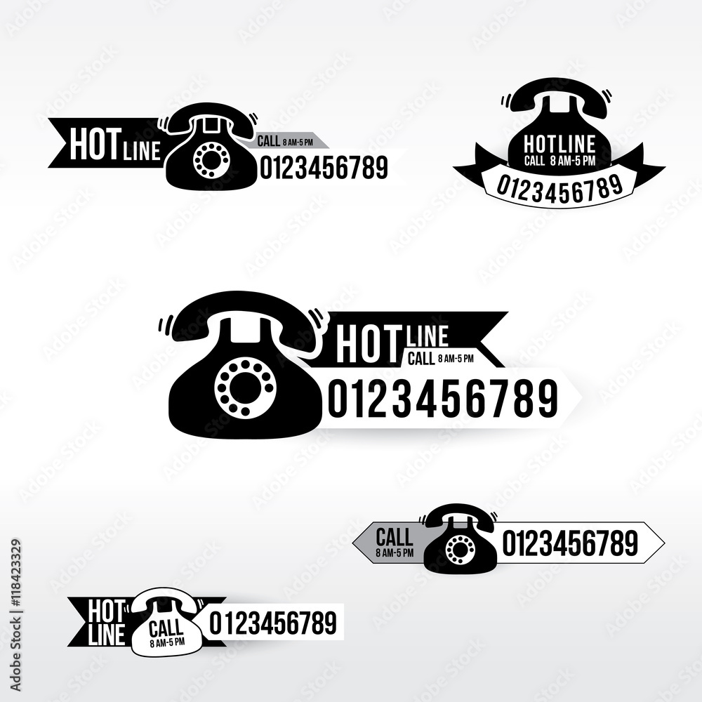 Hot line cell phone icon with number design for app or website. Vector ...