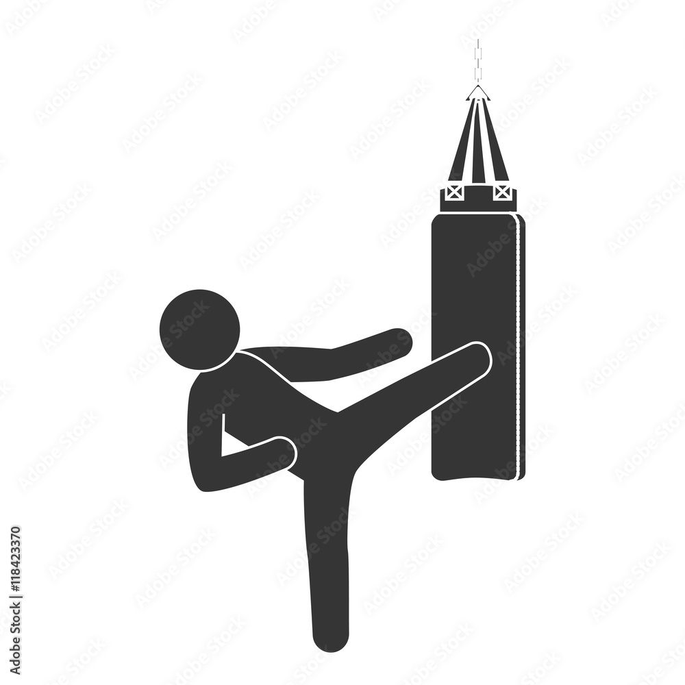 punching sack boxing training fighting hit knockout vector illustration ...