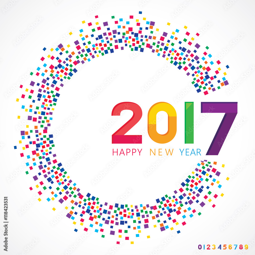 Vector illustration of Happy New Year 2017. Stock Vector | Adobe Stock