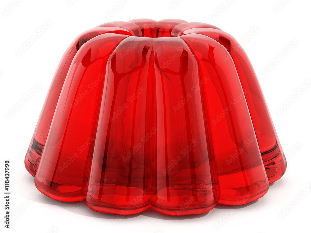 Red jelly isolated on white background. 3D illustration Stock ...