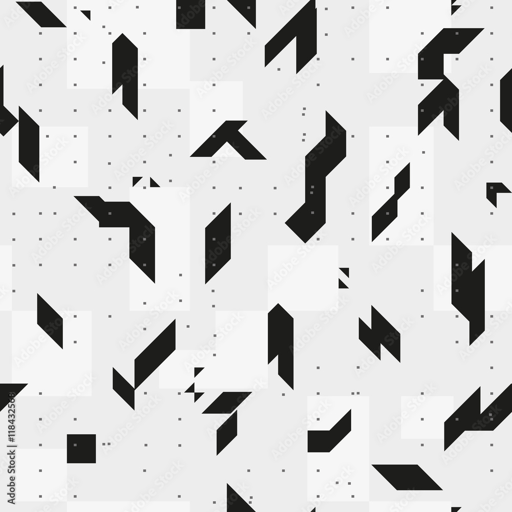 Sharp geometric shapes. Monochrome seamless pattern. Texture for a ...
