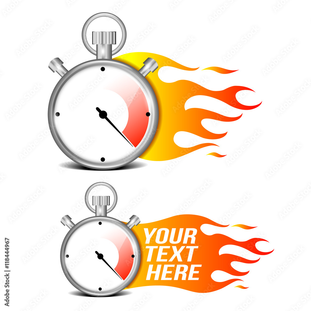 Stopwatch with fire frame Stock Vector | Adobe Stock