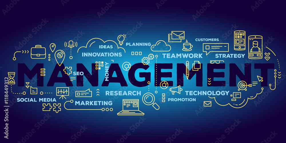 Vector creative illustration of management word lettering typogr Stock ...