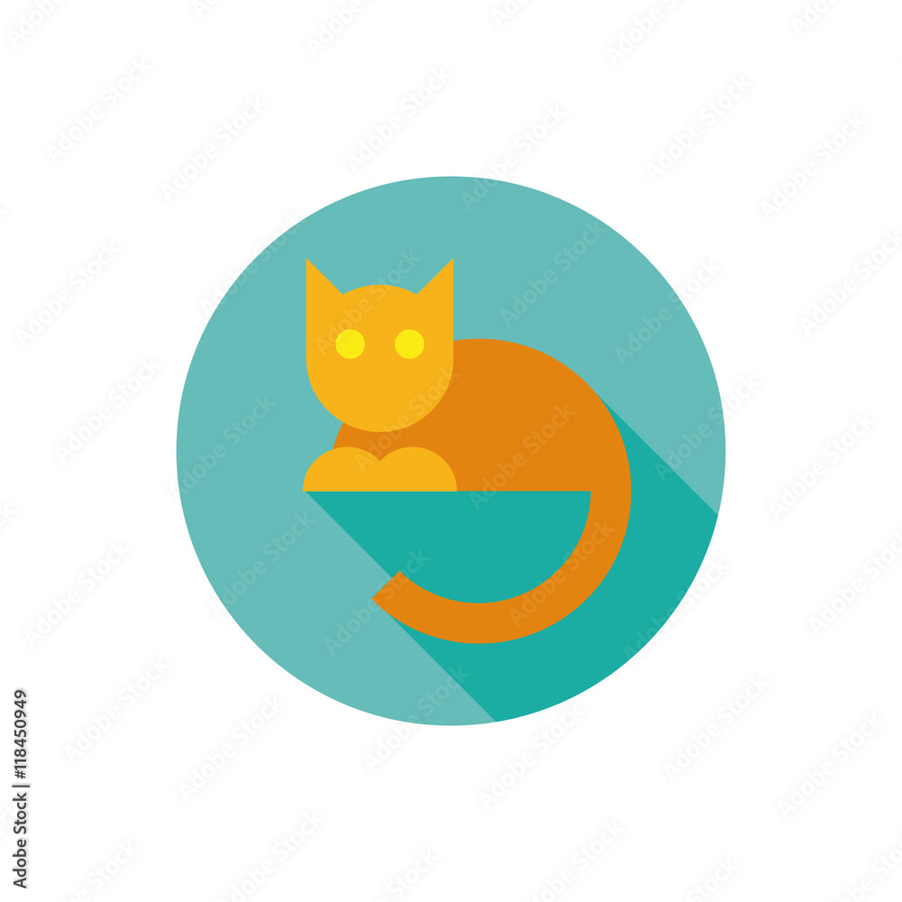 Simple flat cat icon Stock Vector | Adobe Stock