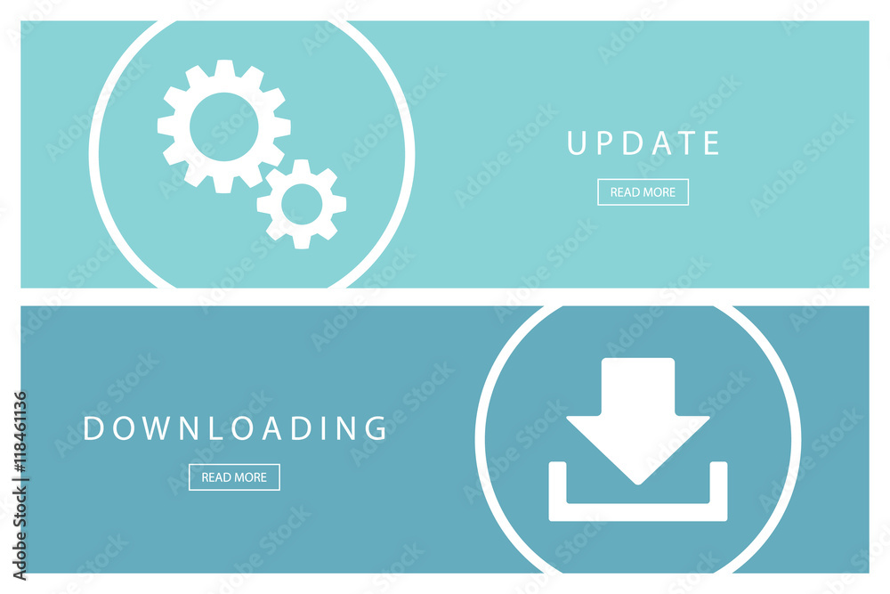 Set of flat design concepts Update and Downloading technology. Install ...