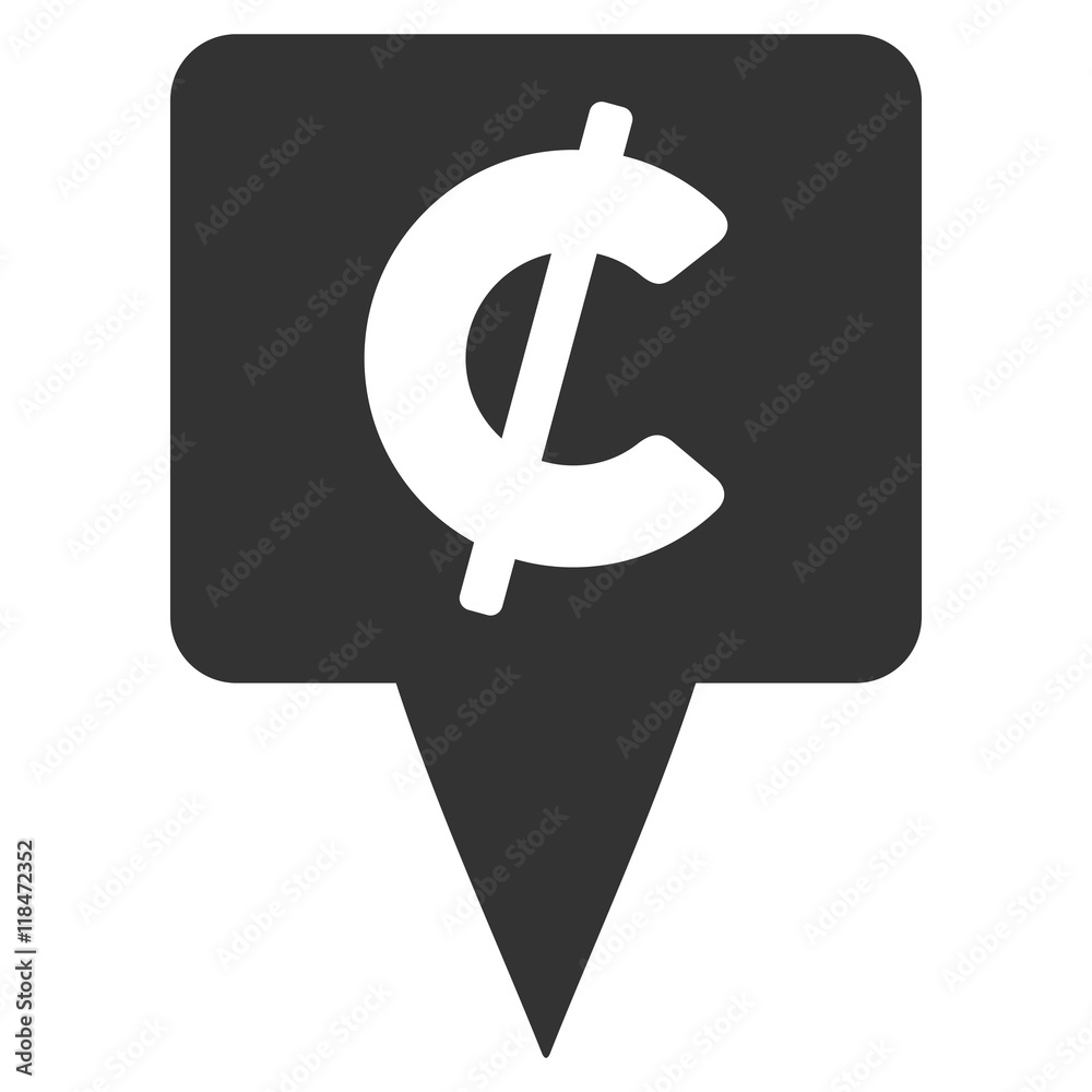 Cent Map Pointer icon. Vector style is flat iconic symbol with rounded ...