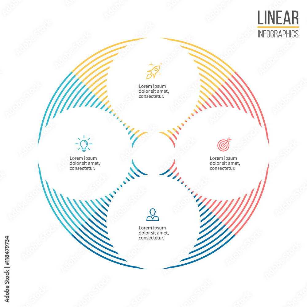 Linear infographis. Minimalistic diagram with 4 steps, options. Stock ...
