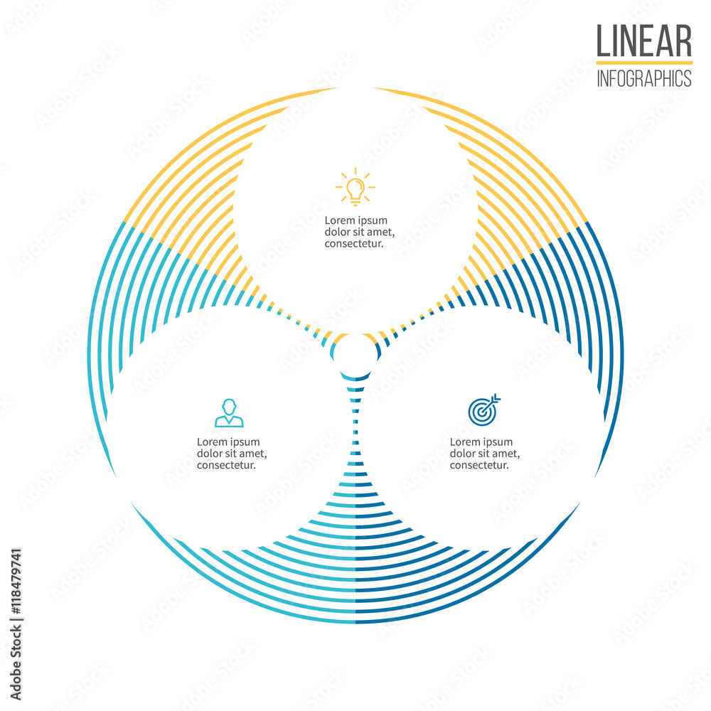 Linear infographis. Minimalistic diagram with 3 steps, options. Stock ...