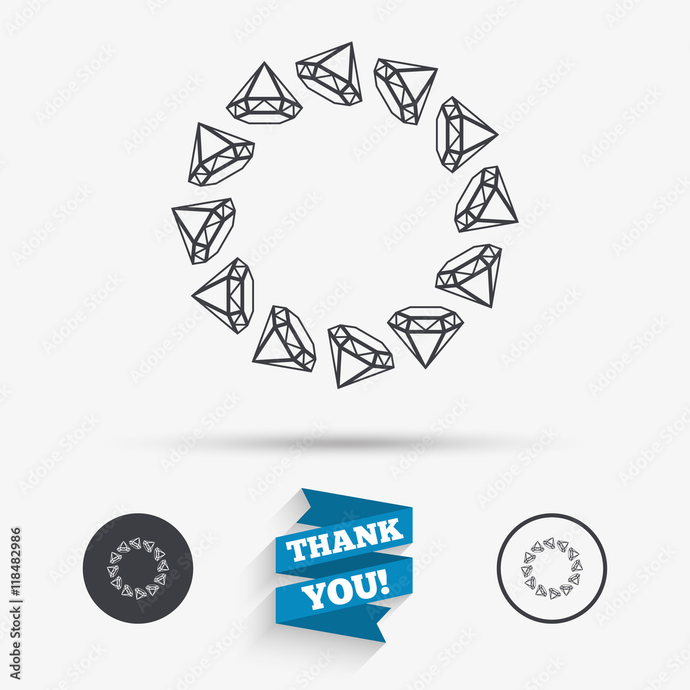 Jewelry sign icon. Diamonds circle symbol. Stock Vector | Adobe Stock