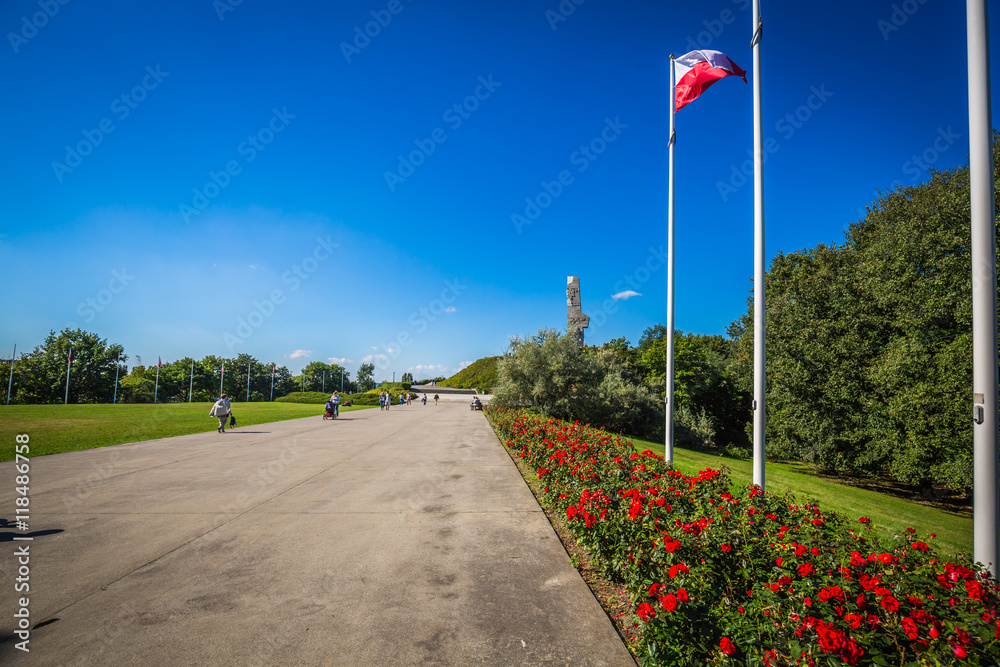 Monument commemorating first battle of Second World War and Poli Stock ...