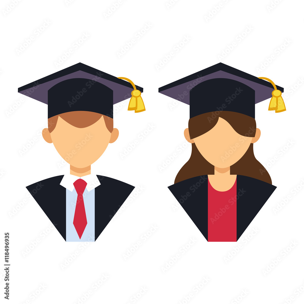 Graduation people uniform avatar Stock Vector | Adobe Stock