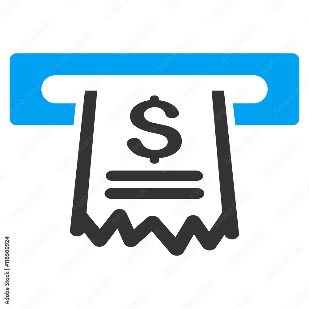 Paper Receipt Machine icon. Vector style is bicolor flat iconic symbol ...