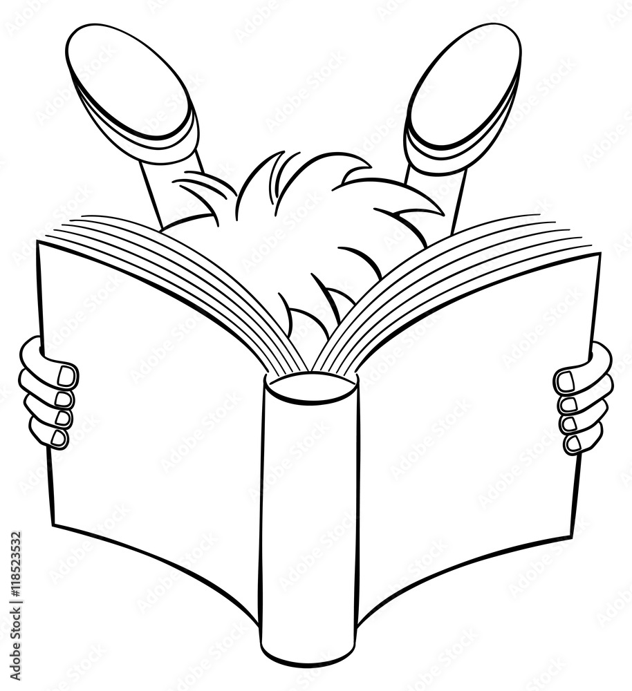 Kind liest ein spannendes Buch Stock-Vektorgrafik | Adobe Stock