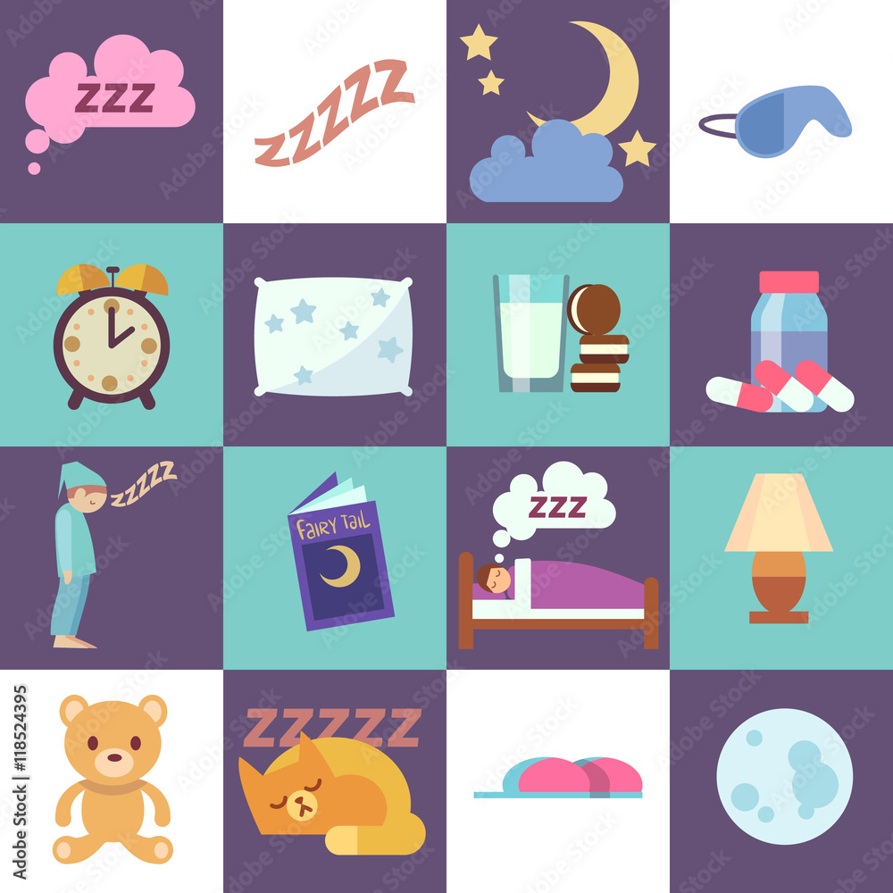 Sleep time vector flat icons Stock Vector | Adobe Stock
