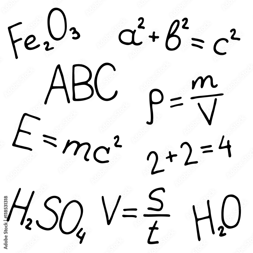 Hand drawn formulas vector set Stock Vector | Adobe Stock
