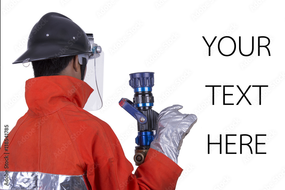 Fire fighter on white background Stock Photo | Adobe Stock