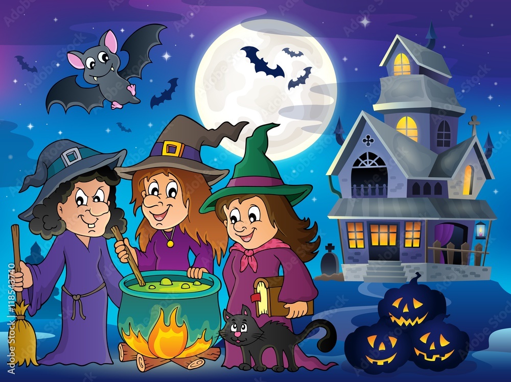 Three witches theme image 6 Stock Vector | Adobe Stock
