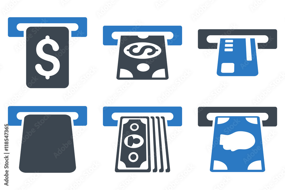Payment Terminal vector icons. Icon style is bicolor smooth blue flat ...