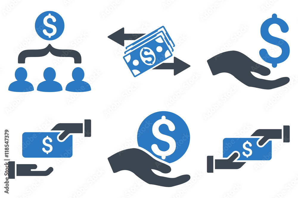 Payment vector icons. Icon style is bicolor smooth blue flat symbols ...