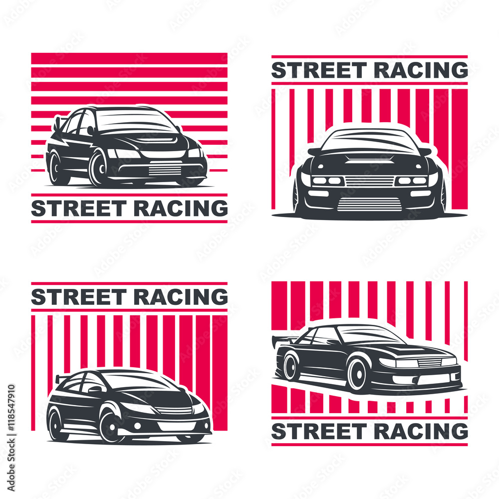 streetracing emblem set Stock Vector | Adobe Stock