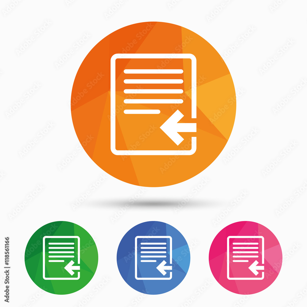 Import file icon. File document symbol. Stock-Vektorgrafik | Adobe Stock