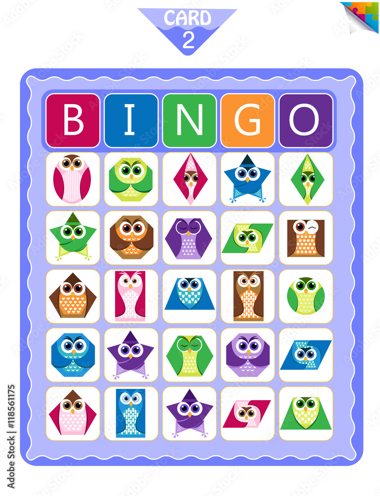 Vetor de Bingo shapes in the form of owls 2 do Stock | Adobe Stock