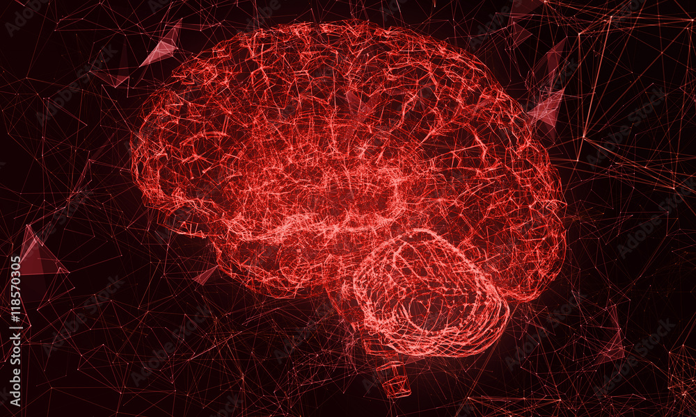 Brain hi-tech technology. Concept of human intelligence. Render ...