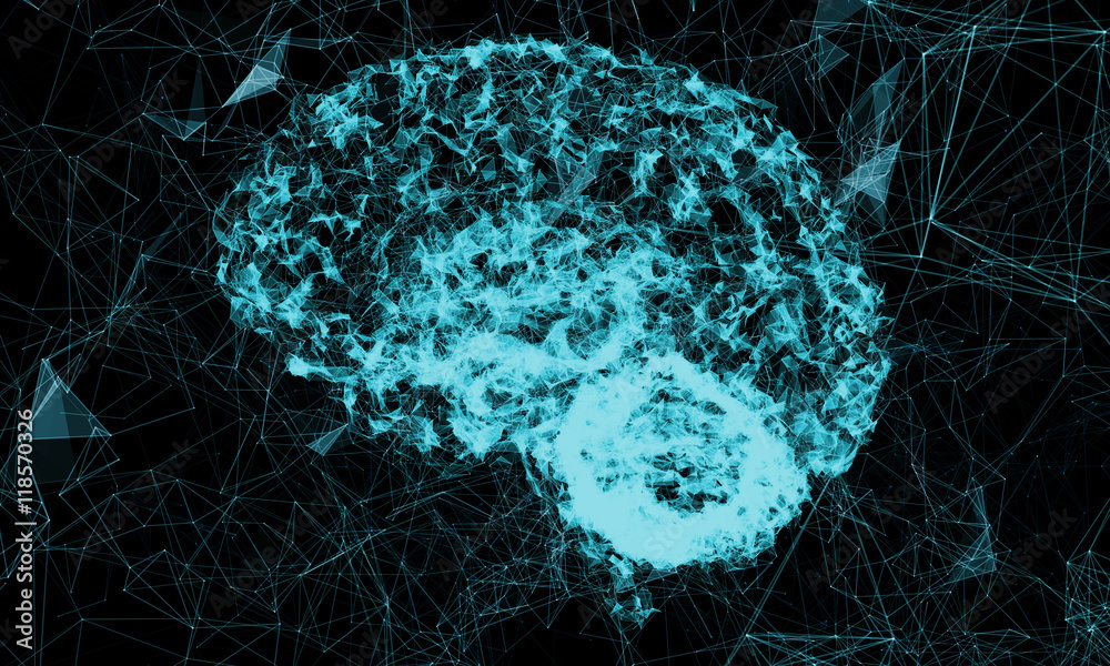 Brain hi-tech technology. Concept of human intelligence. Render ...