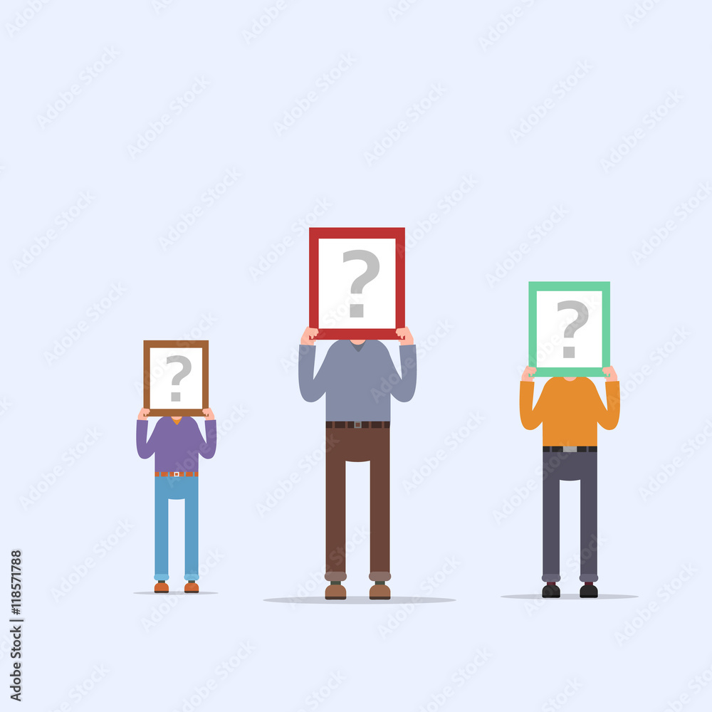 People hold signs with question marks , as yet unable to determine who ...