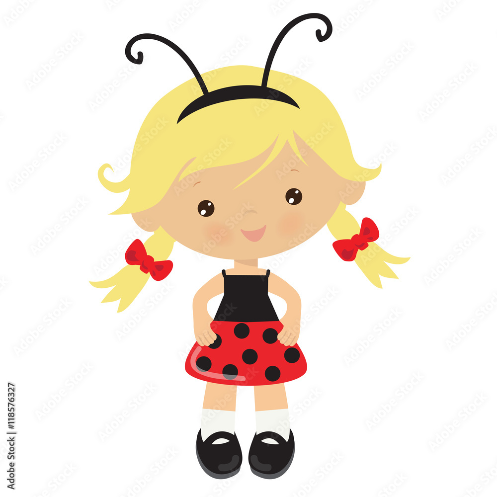 Ladybug girl vector cartoon illustration Stock Vector | Adobe Stock