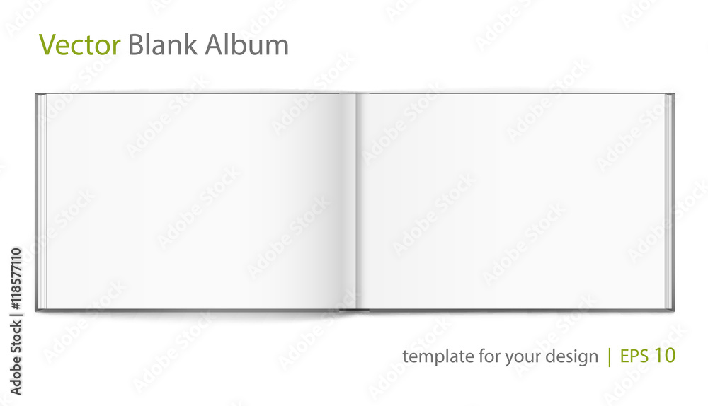 Blank of open album with cover on white background. Template Stock ...