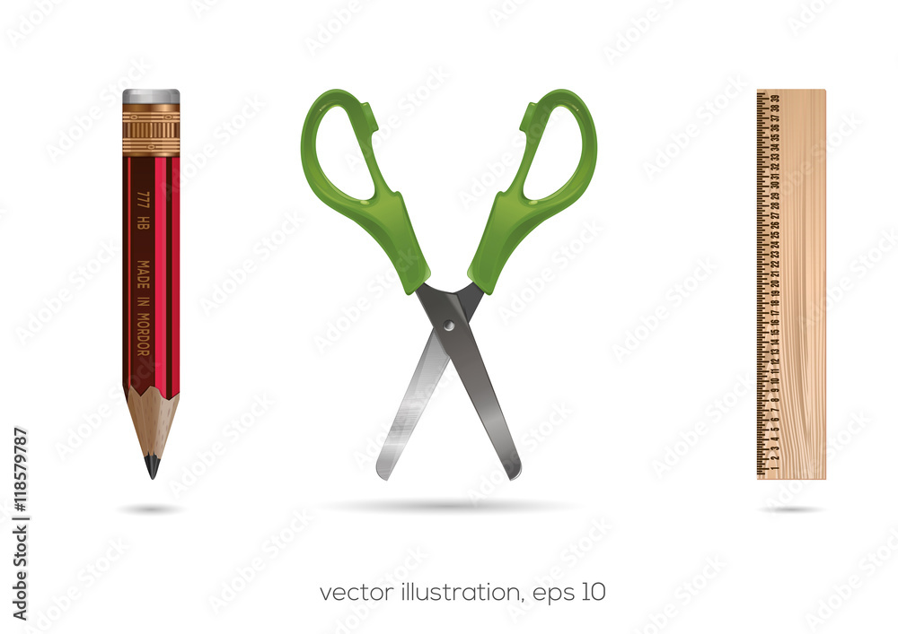 School & office icons set. School (and office) accessories. Pencils ...