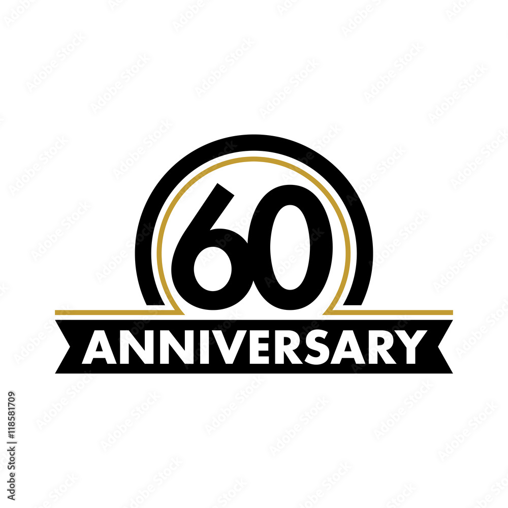 Anniversary vector unusual label. Sixtieth anniversary symbol. 60 years ...