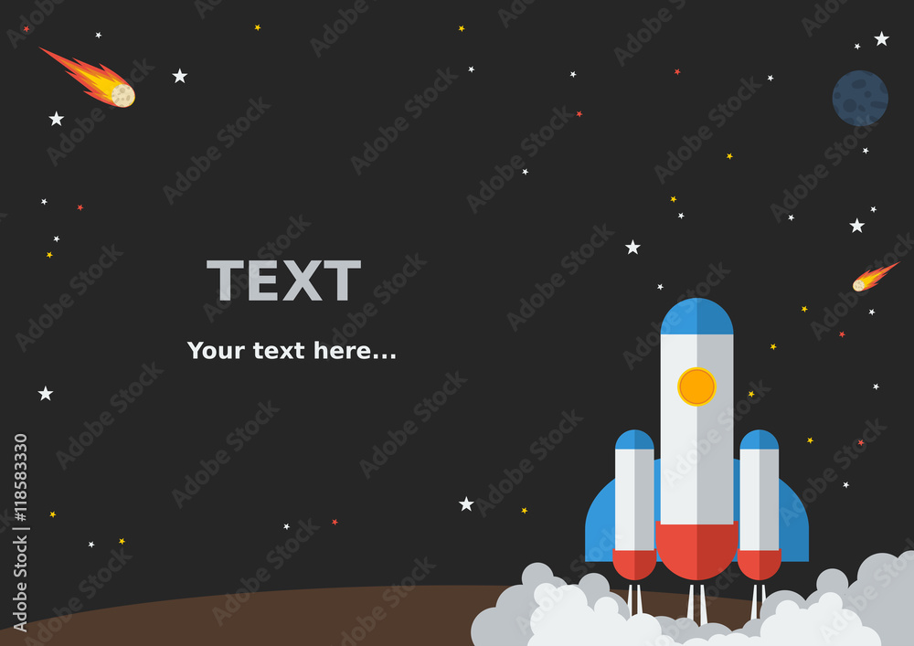 Space Rocket Launching for Text Background | Editable vector ...
