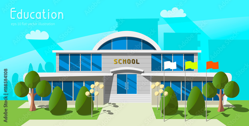 Cartoon school building Stock Vector | Adobe Stock