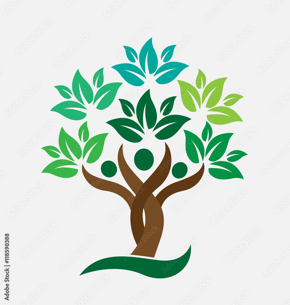 Logo tree people teamwork. Ecology concept icon vector design Stock ...
