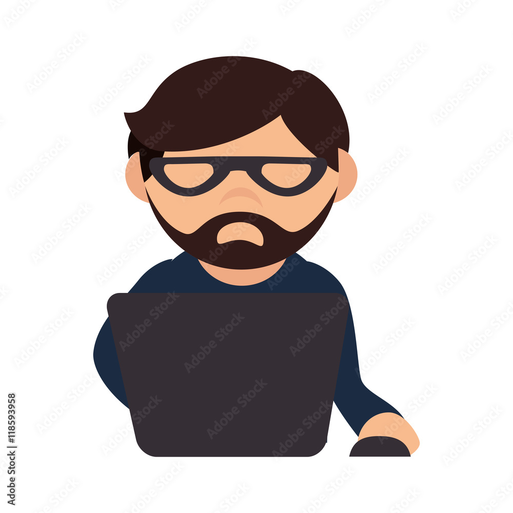 hacker theft fraud pc laptop hacking cyber spy vector illustration ...