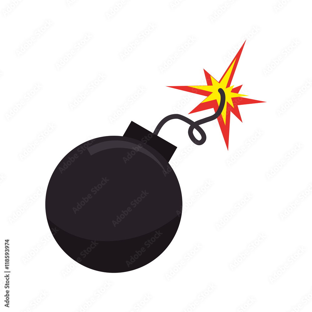 bomb boom explotion explosive detonate spark ball vector illustration ...
