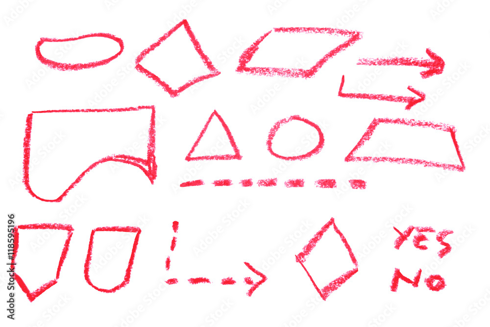 Flow Chart Symbol, Red Crayon Stock Illustration | Adobe Stock