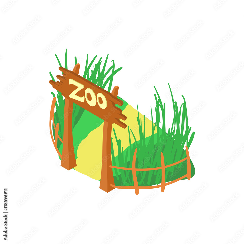 Zoo icon in cartoon style isolated on white background. Animals symbol ...