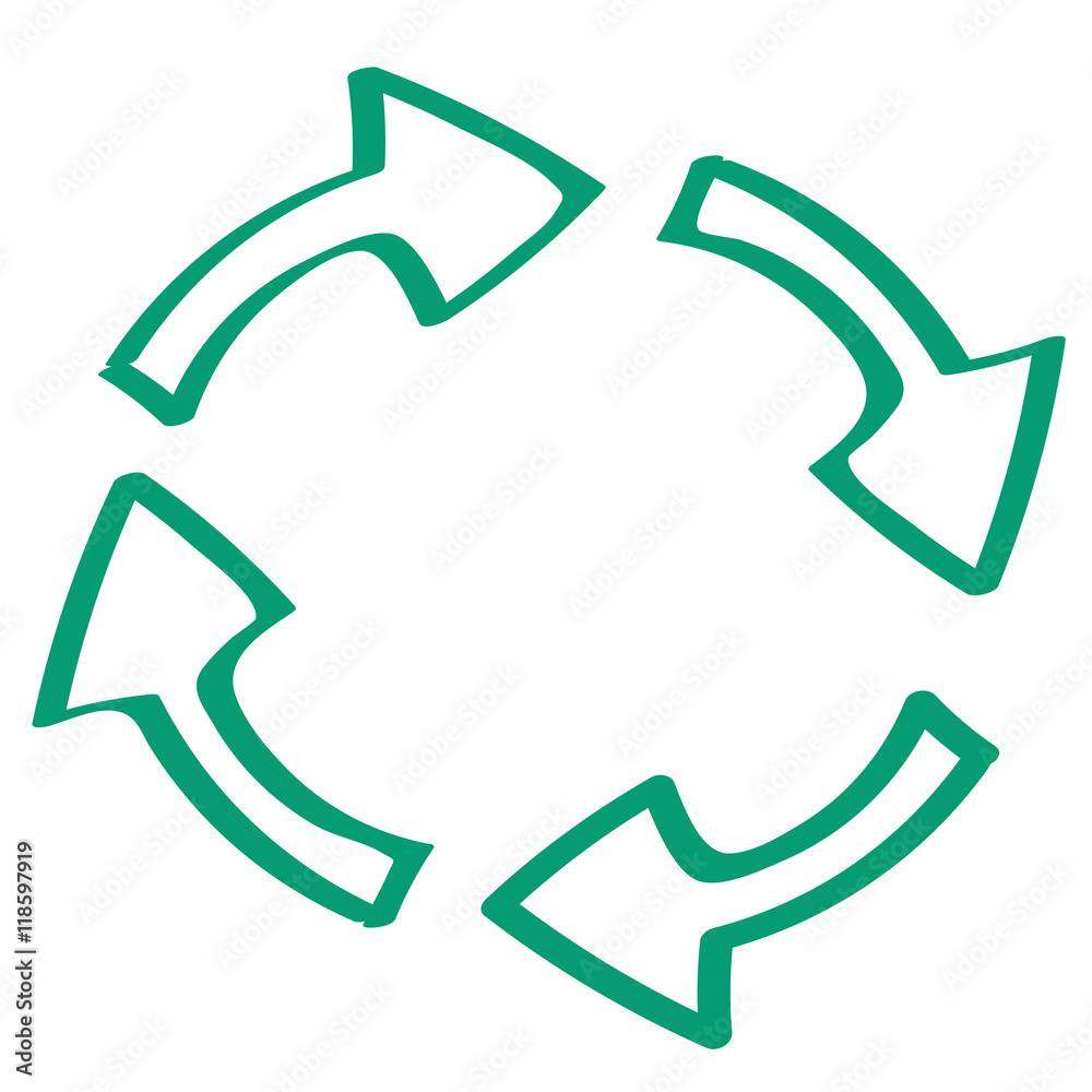 Handgezeichnetes Kreislauf-Symbol in grün Stock-Vektorgrafik | Adobe Stock