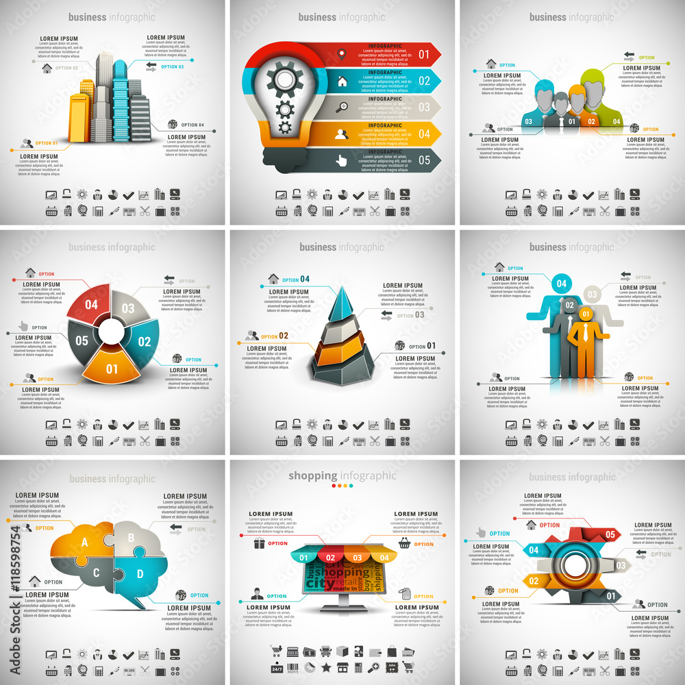 9 in 1 Infographics Bundle Stock Vector | Adobe Stock