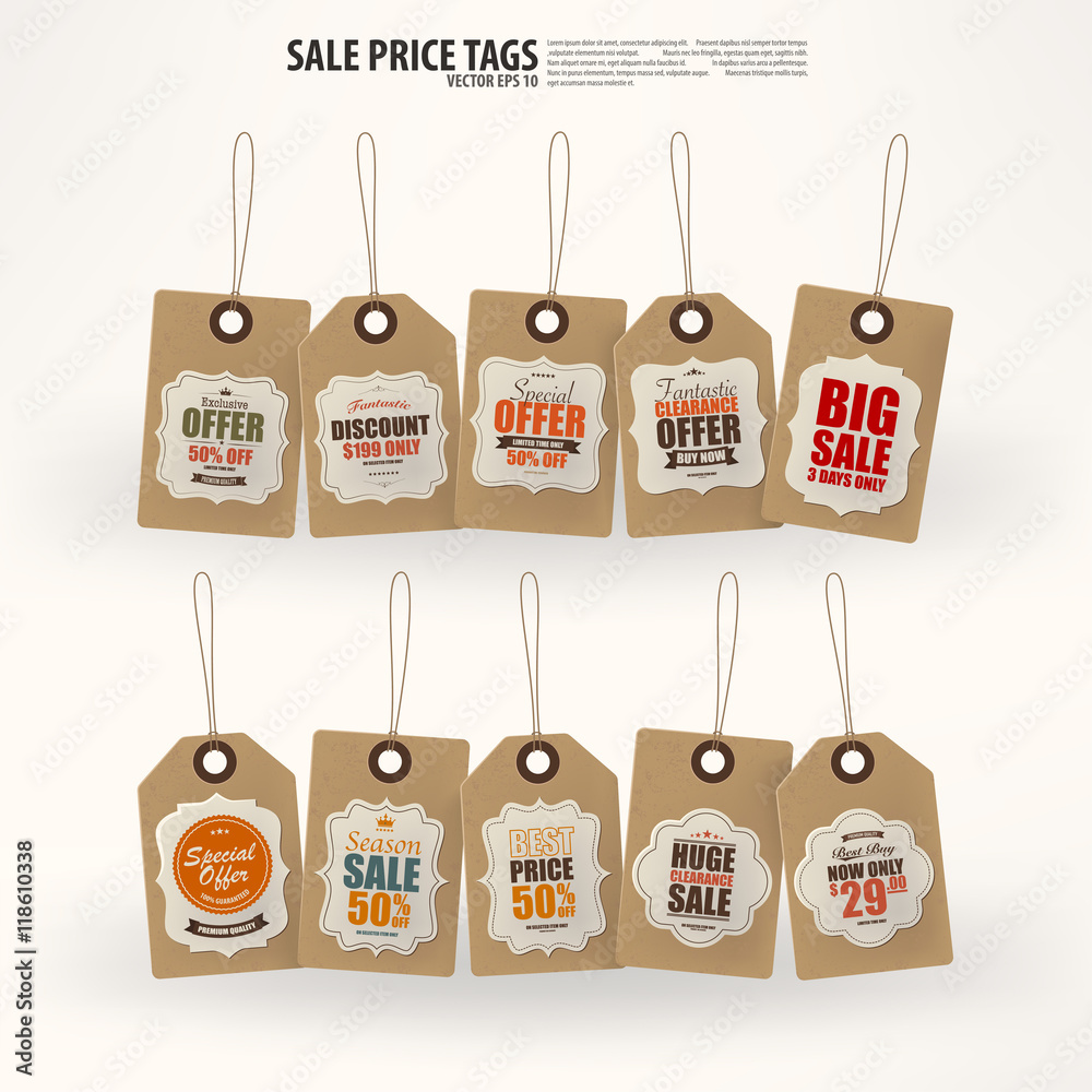 Collection of 10 Vintage Style Price Tags,Vector EPS10. vector de Stock ...