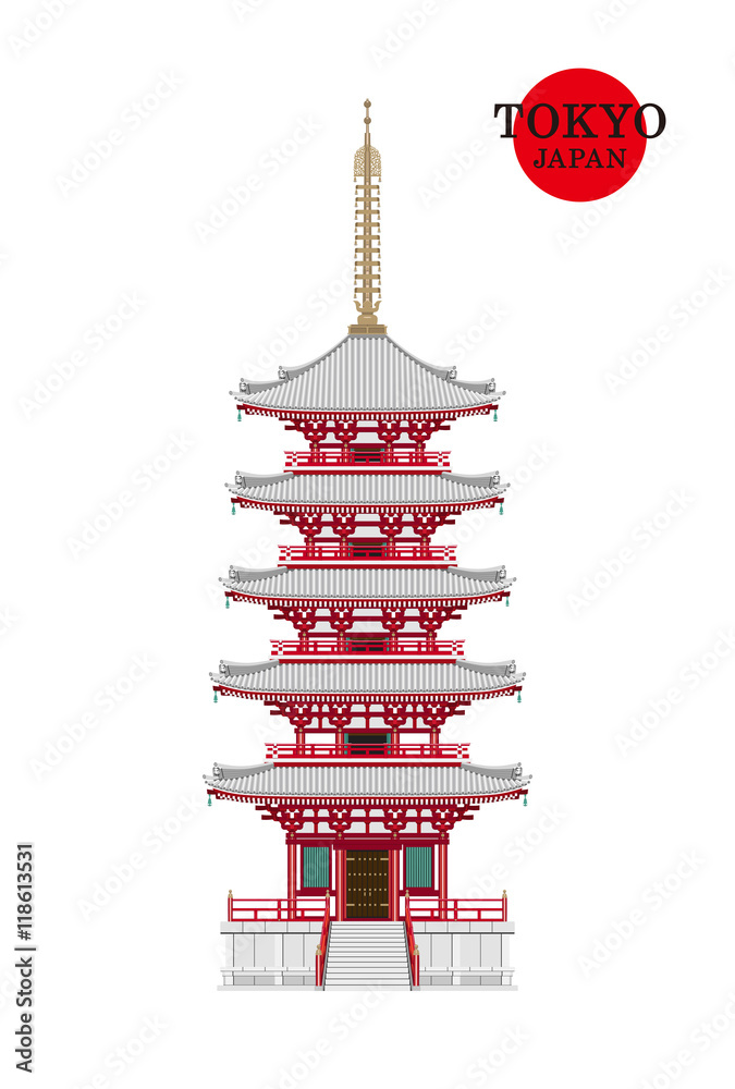 TOKYO,JAPAN,The Five-Storied Pagoda of Sensoji temple (GOJUNOTO ...