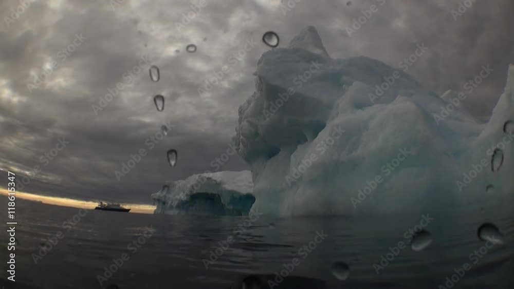 Unique Filming Shooting of iceberg under water. Beautiful landscapes ...