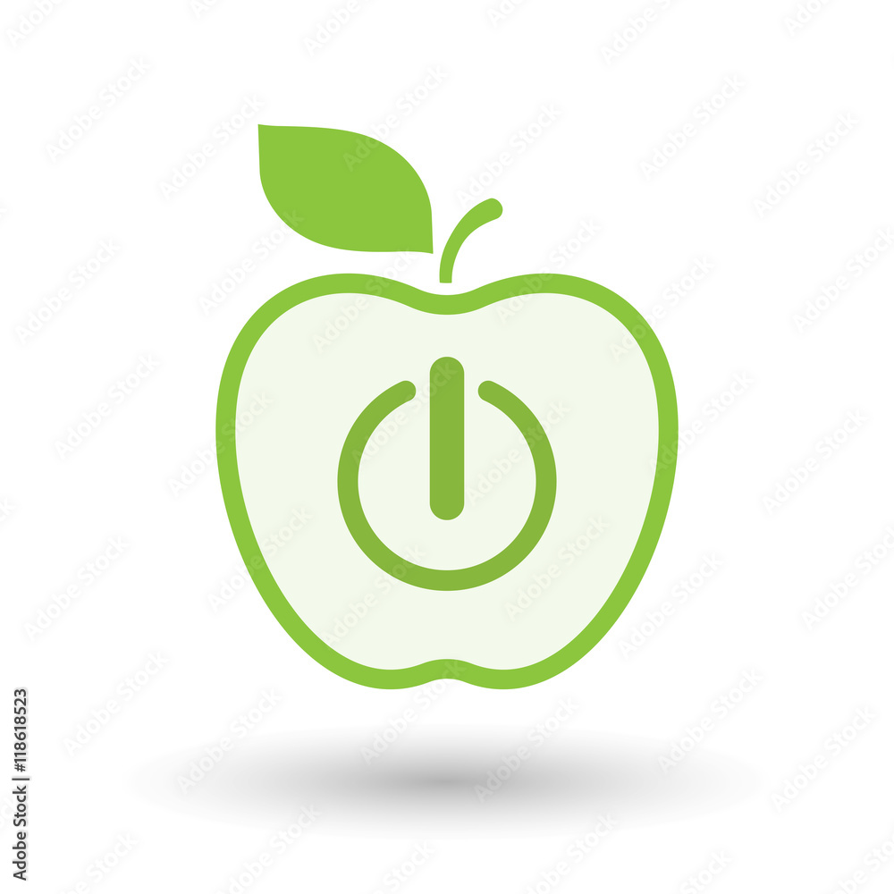 Isolated line art apple icon with an off button Stock Vector | Adobe Stock