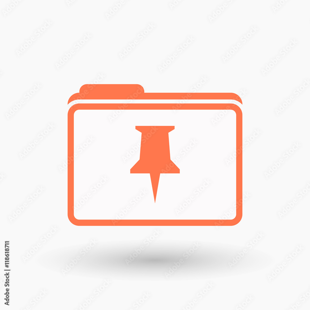 Isolated line art folder icon with a push pin Stock Vector | Adobe Stock