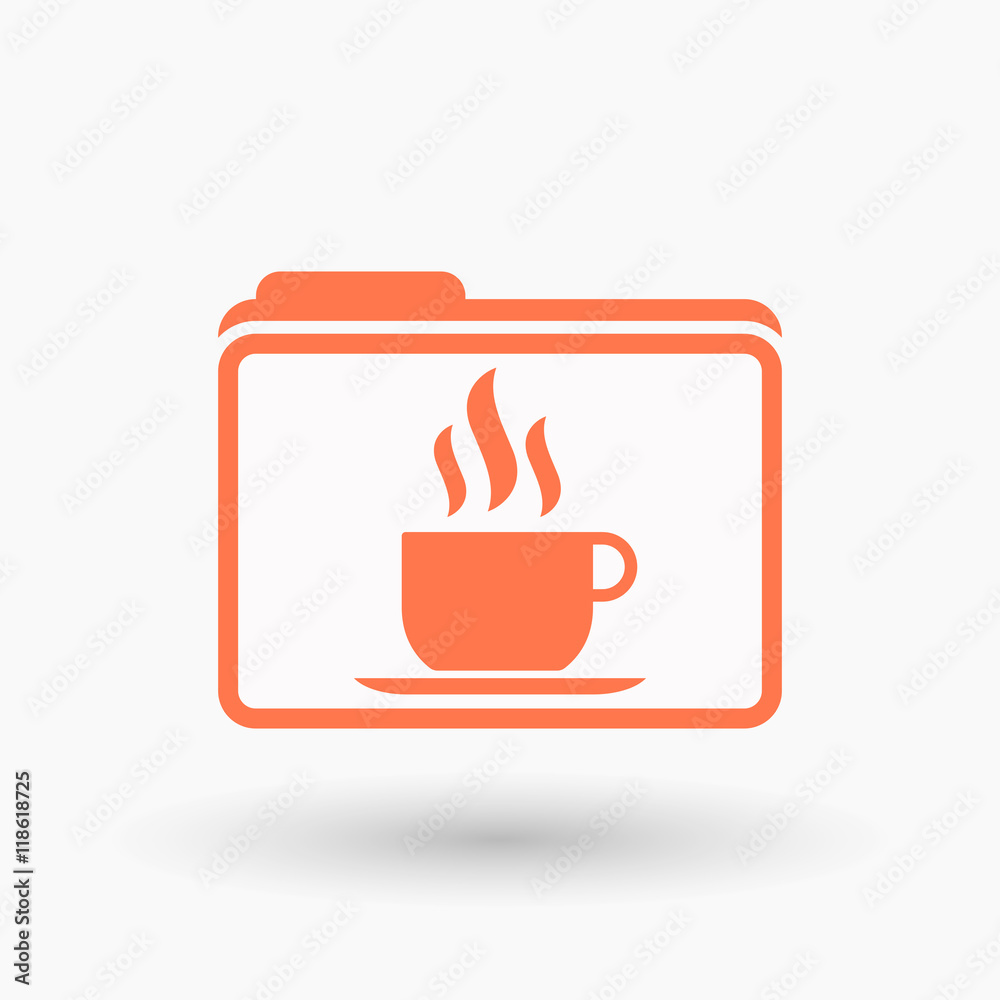 Isolated line art folder icon with a cup of coffee Stock Vector | Adobe ...