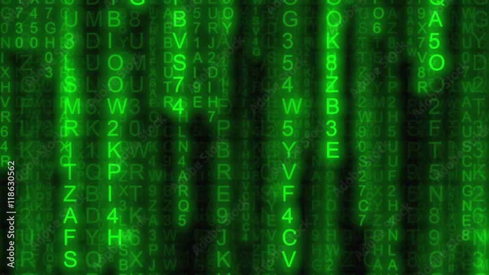 Code rain (random computer symbols falling down): a popular sci-fi ...