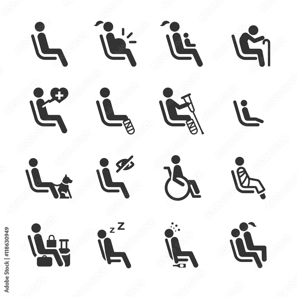 Priority Seat icons for public transportation sign Stock Vector | Adobe ...